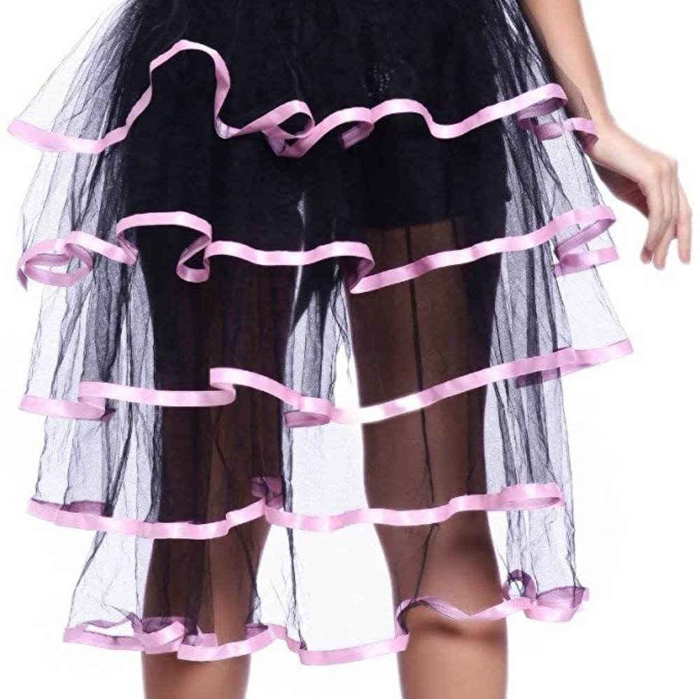 Pink & Black Tulle Bustle Skirt - Gem